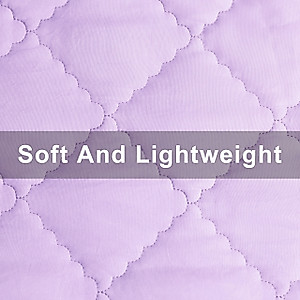 FLXXIE 4 Pieces Toddler Bedding Set, Soft and Breathable Microfiber Crib Sheet Set, Includes Quilted Comforter, Flat Top Sheet, Fitted Sheet, Envelope Pillow Case for Boys and Girls, Light Purple