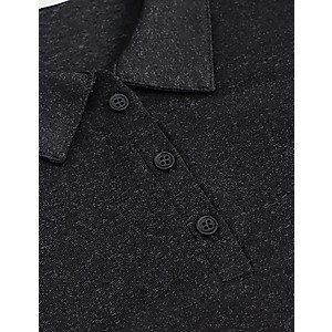 Vldnery Plus Size Golf Shirts for Women Moisture Wicking Polo Shirt 3-Button Athletic Yoga Tennis Black Tops (2XL)