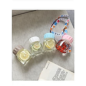 yaocoral Reusable Cute Mini Glass Coffee Tea Juice Milk Bottle with Measurement Microwave Safe,Portable Small Travel Clear Glass Water Bottle Cup for Adults Girls(white), 8.45 ounce