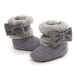 BABITINA Infant Boots Winter Baby Girl Shoes Soft Sole Anti-Slip Toddler Snow Warm Prewalker Newborn Boots(6-12 Months M US Infant,A-grey)