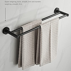 Bath Towel Bar Black Bathroom Towel Rack, Punch-Free Bathroom Rack, Stainless Steel Hand-Washing Towel Bar Double-Layer Household Towel Holder (Color : Elegant Black 40cm)