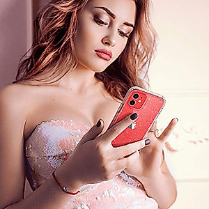 ULAK Compatible with iPhone 12 Mini Case Clear Glitter, Bling Sparkle Protective Phone Case Designed for Women Girls, Hybrid Anti-Scratch Shockproof Cover for iPhone Mini 5.4 inch 2020,Glitter Clear