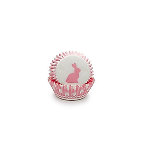Fox Run Gingham Bunny Bake Cup Set, Standard, 50-Count, Pink