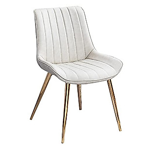 MZLaly Modern Kitchen Dining Room Chairs Faux PU Leather Dining Chairs Modern Mid Century Living Room Side Chairs with Electroplated Gold Chair Legs Dining Chairs (Color : Off White)