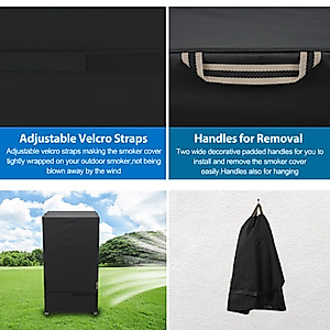 KINGLY Electric Smoker Cover for Masterbuilt 30 Inch Electric Smokers Waterproof Rip-Proof Upgraded Material Smoker Grill Cover UV & Fade Resistant Square Vertical Smoker Cover,Durable and Convenient