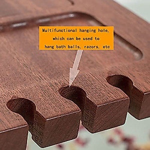 WZSON Non-Slip Bath Tray Solid Bamboo, Multifunctional Retractable Bathtub Stand, with Storage Compartment, Hook and Bezel, for Spa Home,Ebony