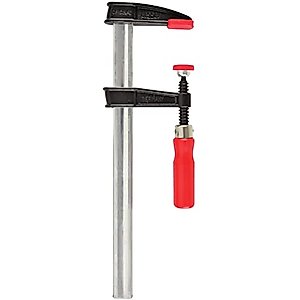 BESSEY Light Duty Tradesman's Bar Clamp - 2.5x12 In - TGJ2.512 - Woodworking Clamps with Wooden Handle, Ideal for Home Improvement & Workbench Projects, carpentry and Cabinetry, Black & Red