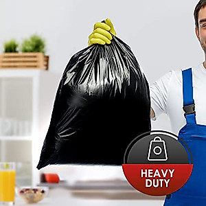 PAMI Large 33-Gallon Trash Bags, Black [60-Pack] - Strong Garbage Bags For Home, Office, Lawn, Commercial, Industrial & Janitorial Use- 33”x40” Trash Can Liners For Kitchen, Bathroom & Outdoor Bins