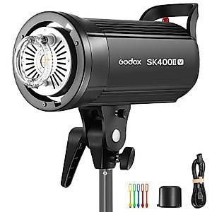 Godox SK400II-V 400Ws Photo Studio Strobe Flash Monolight Light with Bowens Mount & 10W LED Modeling Lamp for Studio, Shooting, Location and Portrait Photography (SK400II Upgraded Version 110 to 120V)