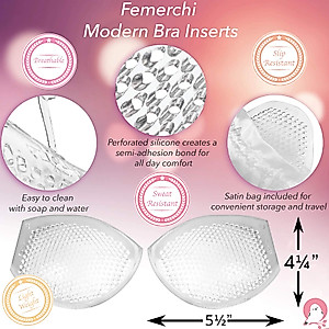Femerchi Silicone Bra Inserts Pads for Sizes A-D – Breathable, Nonslip Breast Enhancers Inserts – Reusable, Washable Bra Pads Inserts Push Up – Semi-Adhesive Design for Bra, Bikini, Sports Bra