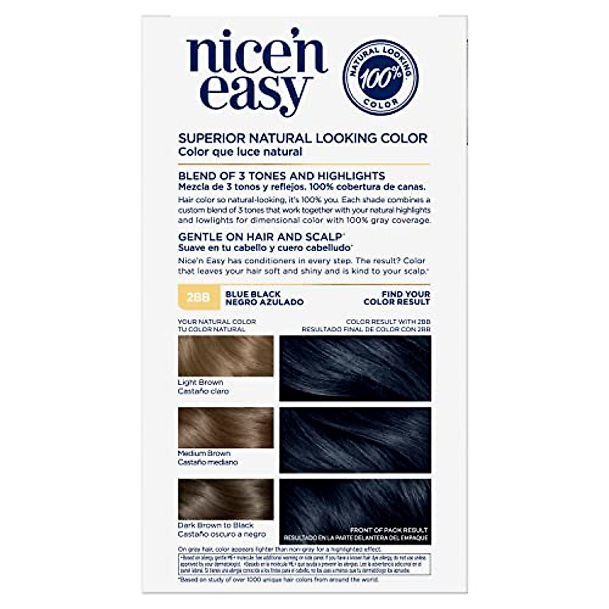 Clairol Nice'N Easy Hair Color Crème, 2BB Blue Black, Pack of 3 (Packaging May Vary)