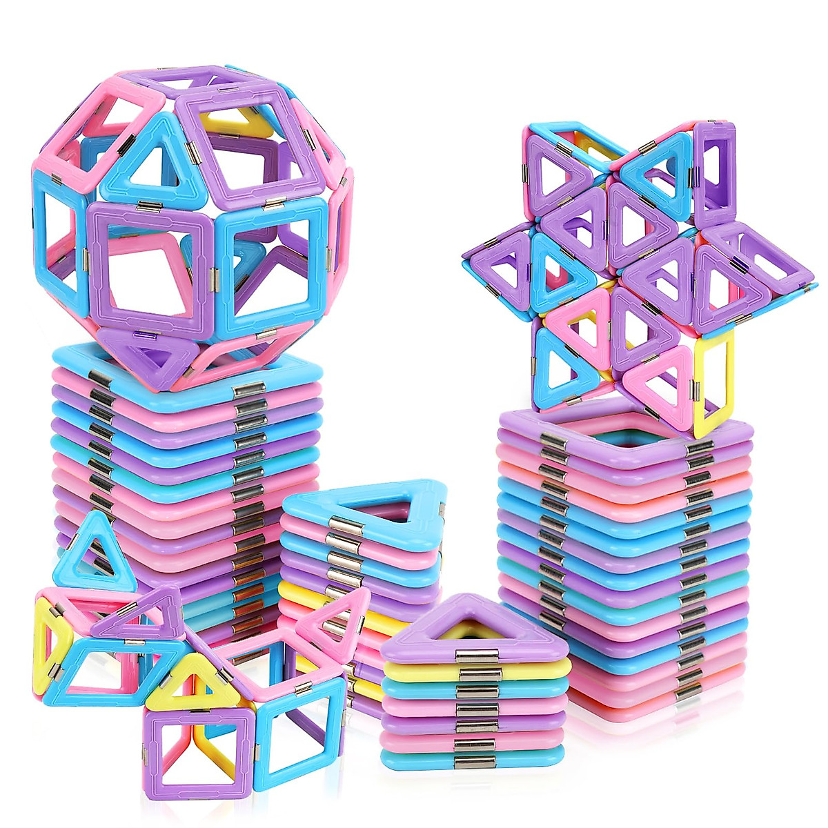 Upgraded Magnetic Blocks Building Tiles Toys for 3 4 5 6 7+ Year Old Boys Girls, Learning Educational STEM Gifts for Toddlers Kids Christmas Birthday Toys Compatible with Major Brands Building Blocks