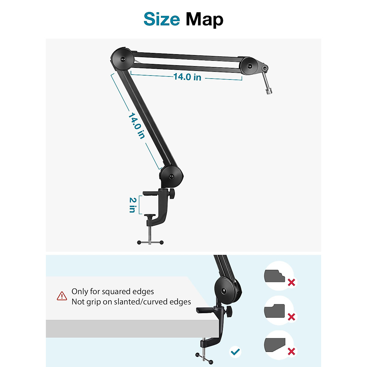 InnoGear Microphone Arm Stand, Heavy Duty Mic Arm Microphone Stand Suspension Scissor Boom Stands with Mic Clip and Cable Ties for Blue Yeti Snowball Hyper X QuadCast SoloCast Fifine Gaming (Medium)