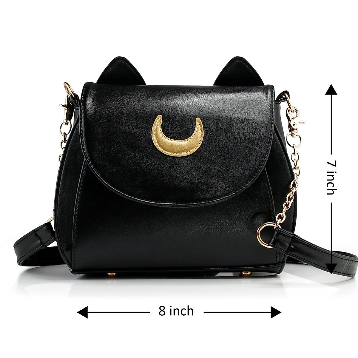OCT17 Moon Luna Design Purse Kitty Cat satchel shoulder bag Designer Women Handbag Tote PU Leather Sailer Style (White)