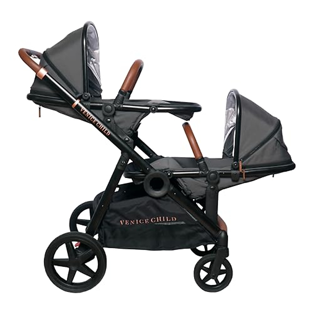 Venice Child Maverick Tandem Travel System Single to Double Stroller- Includes 2 Toddler Seats (Package 3, Twilight Gray)