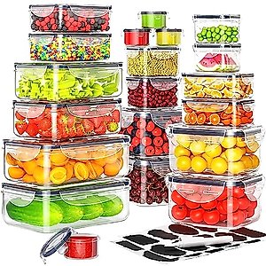 40 PCS Food Storage Containers with Lids Airtight (20 Containers & 20 Lids), Plastic Meal Prep Container-Stackable 100% Leakproof & BPA-Free Organization and Storage Set, Lunch Containers