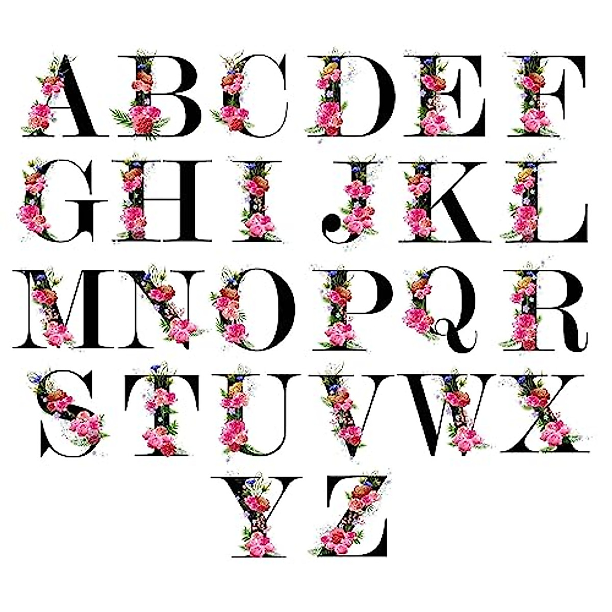 Andeiltech Initial Canvas Tote Bag Floral Letter Personalized Makeup Bag Monogrammed Gift for Bridesmaids Birthday Wedding