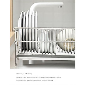 Dish Drying Rack 304 Stainless Steel Dish Rack with Drainboard Drainage, Utensil Holder for Various Kitchenware,Comes with chopstick holder Multifunctional Dish Rack for Kitchen Counter,Cup Holder,(St