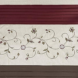 Serene Flora Fabric Shower Curtain , mbroidered Transitional Shower Curtains for Bathroom , 72 X 72" , Red