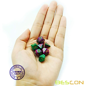 Bescon Mini Two Tone Polyhedral RPG Dice Set 10MM, Small Dice Set D4-D20 in Tube, 6 New Assorted Colored of 42pcs