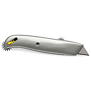 IDL Packaging IDL-190 HD Retractable Box Cutter with Scoring Wheel (Pack of 1) - Heavy-Duty Box Resizer Tool with Push Tab and Lock Function - Handy Score Knife Tool for Cardboard