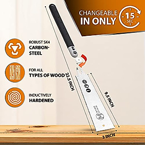 [M-SAW] Japanese Pull Saw Set [+FREE 2.BLADE] - 10" Double Sided Ryoba Japanese Saw Hand Saw - Japanese Hand Saw Ryoba Saw Flush Cut Saw - Japanese Saw Woodworking & DIY - SK4 Carbon Steel & 2k-Handle