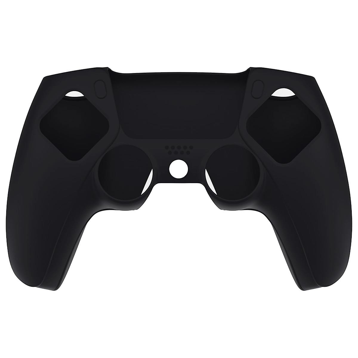PlayVital Pure Series Dockable Model Anti-Slip Silicone Cover Skin for ps5 Controller, Soft Rubber Grip Case for ps5 Wireless Controller Fits with Charging Station with 6 Thumb Grip Caps - Black