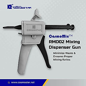 CosmoMix Mixing and Dispensing Gun, Impression Mixing Dispensing AB Gun Ratio 1:1/1:2 for 50ml Adhesive Material, Mixing Cartridge Dispenser Gun, Epoxy Adhesive cartridges Gun (1:1/2:1-1 Pcs)