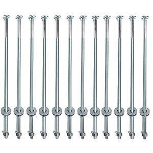 ONESTOCK 3/8-inch x 12-inch Threaded Carriage Bolts Fasteners with Nuts and Washers - 12-Pack