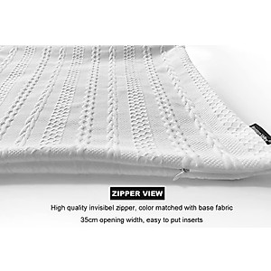 Booque Valley Pack of 2 Decorative Throw Pillow Covers, Ultra Soft Modern Braid Patterned Square White Cushion Covers Stretchy Pillow Cases for Sofa Couch Bedroom(18 x 18 inch, White)