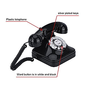 Landline Telephone, WX-3011 Vintage Black Multifunction Plastic House Phone Retro Wire Push Button Dial Landline Telephone, Vintage Telephone
