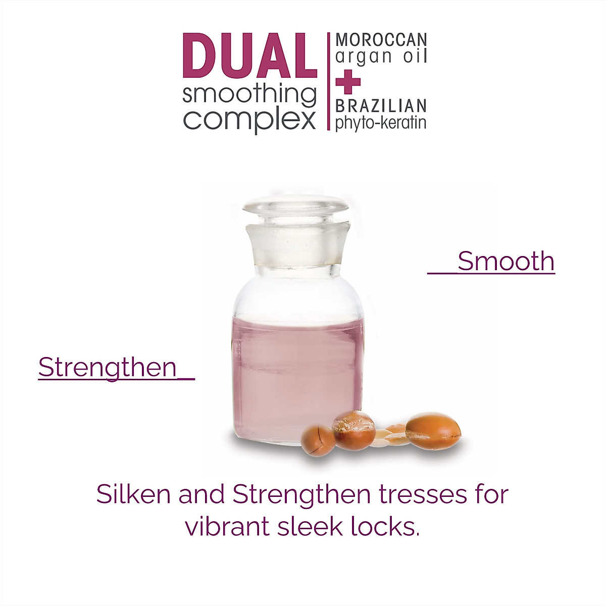 GIOVANNI 2chic Ultra-Sleek Shampoo - Brazilian Phyto-Keratin & Moroccan Argan Oil, Anti-Frizz Formula, Coconut, Shea Butter, Pro-Vitamin B5, Color Safe, Paraben Free - 24 oz