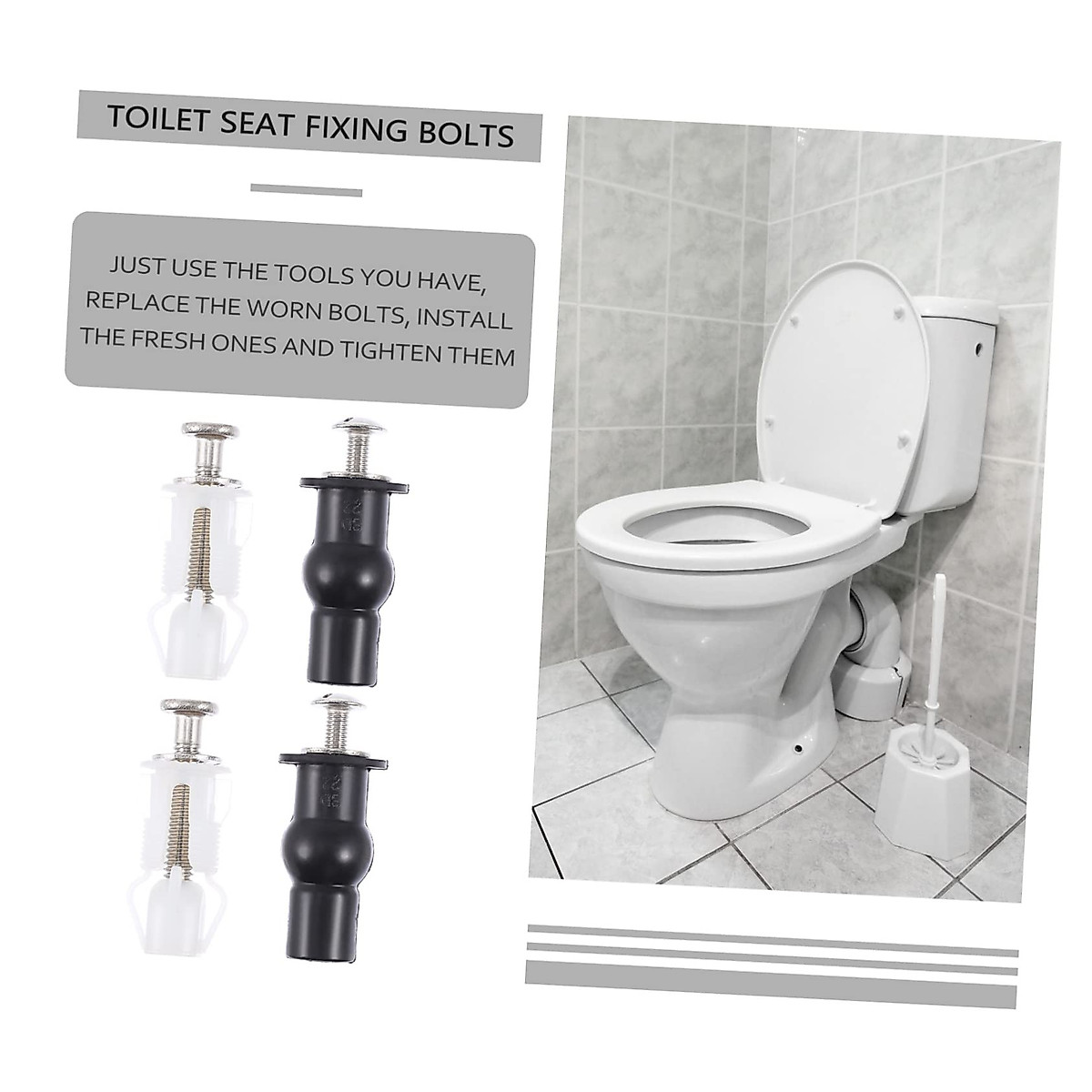 Uonlytech 4pcs toilet connector toilet parts toilet seats toilet accessories an fittings toilet bowl toilet anchor bolts Toilet Seat Replacement Bolt Replacement Toilet Seat Hinge Bolts feet