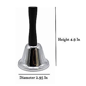 Pack of 2, Stainless Steel Hand Bell and Call Bell, Futu 3 Inch Hand Bell and 3.3 Inch Diameter Desk Bell Service Bell for Hotels, Schools, Restaurants, Reception Areas, Hospitals, Warehouses