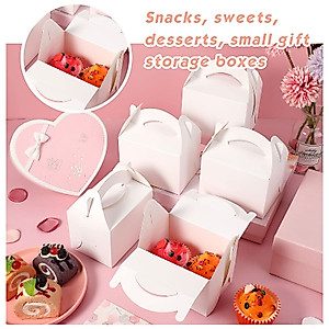 60 Pieces Gable Boxes White Treat Boxes White Candy Boxes Party Favor Boxes White Paper Gable Gift Boxes Small Goodie Gift Boxes for Wedding, Birthday Party, Baby Shower, 4.5 x 3.1 x 3.1 inches