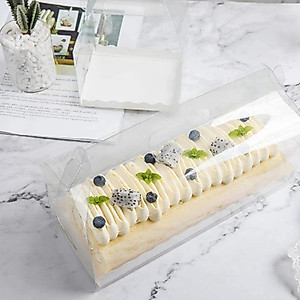 6pcs Transparent Cake Roll Packaging Box with Tray Portable Containers Dessert Holder Dessert Holder Display Food Storage Holder