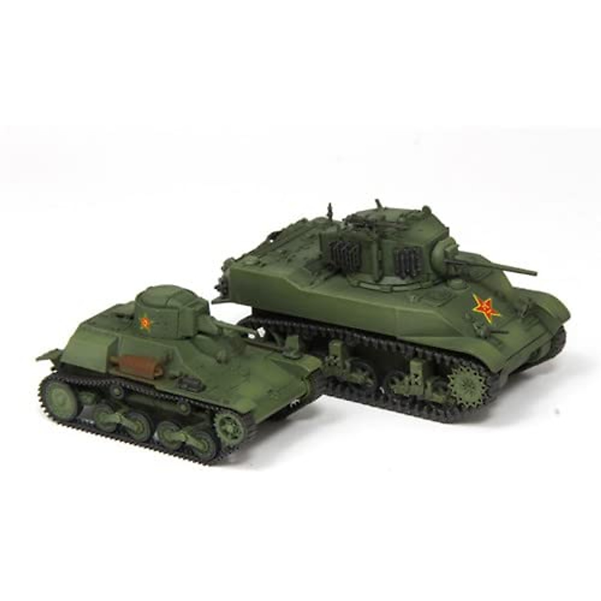 S-Model China PLA Captured Type 97 & M5A1 M5A1 Stuart Light Tank 2 Vehicles Set 1/72 ABS Tank Pre-builded Model