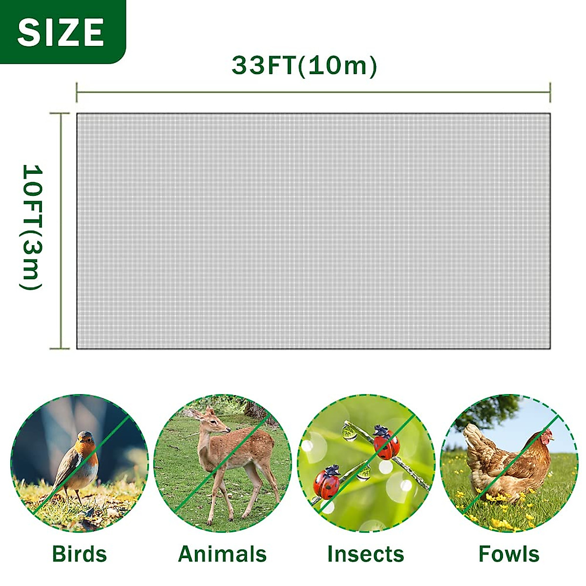 Garden net, Insect Proof net, 10x33 Ft Ultra-fine mesh Plant net, Garden net for Protecting Plants, Vegetables, Fruits and Flowers, Reusable Plant Cover