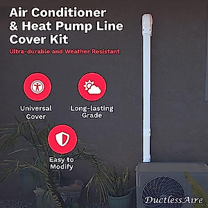 DuctlessAire White Paintable Mini Split Line Set Cover Kit - Cover for Ductless Mini Split AC & Heating System - Easy to Install Cover Kit with Wall Cap, Hide-A-Line, Coupler & End Cap (4" x 14 ft.)