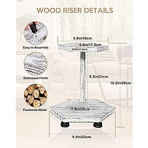 Tikea Hexagonal Wood Riser for Display, 2-Tier Farmhouse Wood Pedestal Stand for Kitchen Bathroom Counter Decor, Decorative Tray for Soap Dispenser, Candle and Plant