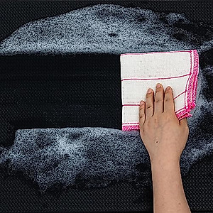 QUILTINA Black Kitchen Mat Anti-Fatigue Cushioned Rug Set (2 PCS), Waterproof Non-Slip & Stain Resistant, 0.4'' Thick PVC Ergonomic Comfort Foam Rugs for Floor Home, Sink, Laundry, 47''x17.5''