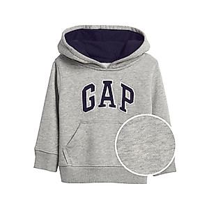 GAP baby boys Logo Pullover Hoodie Sweatshirt, Light Heather Grey B08, 3T US