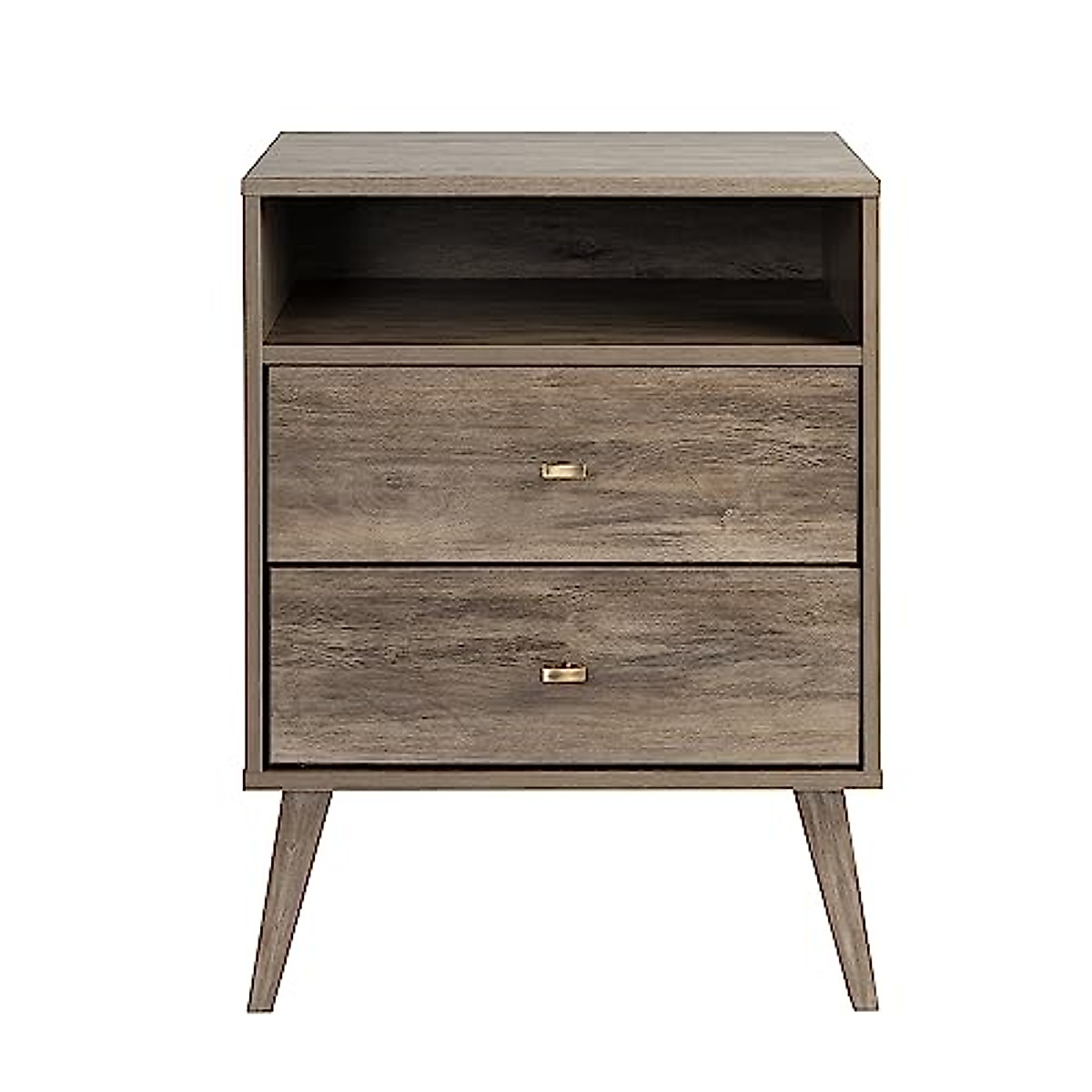 Prepac Milo 2-drawer Tall Nightstand with Open Shelf, Drifted Gray
