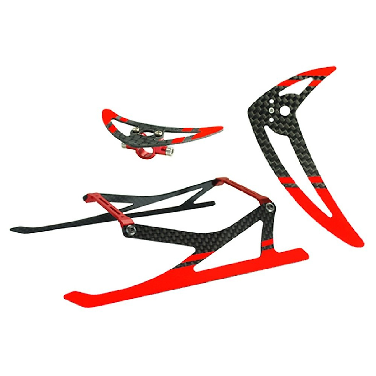 MICROHELI Aluminum/Carbon Fiber Landing Gear/Fins (RED) - Blade 200 SRX