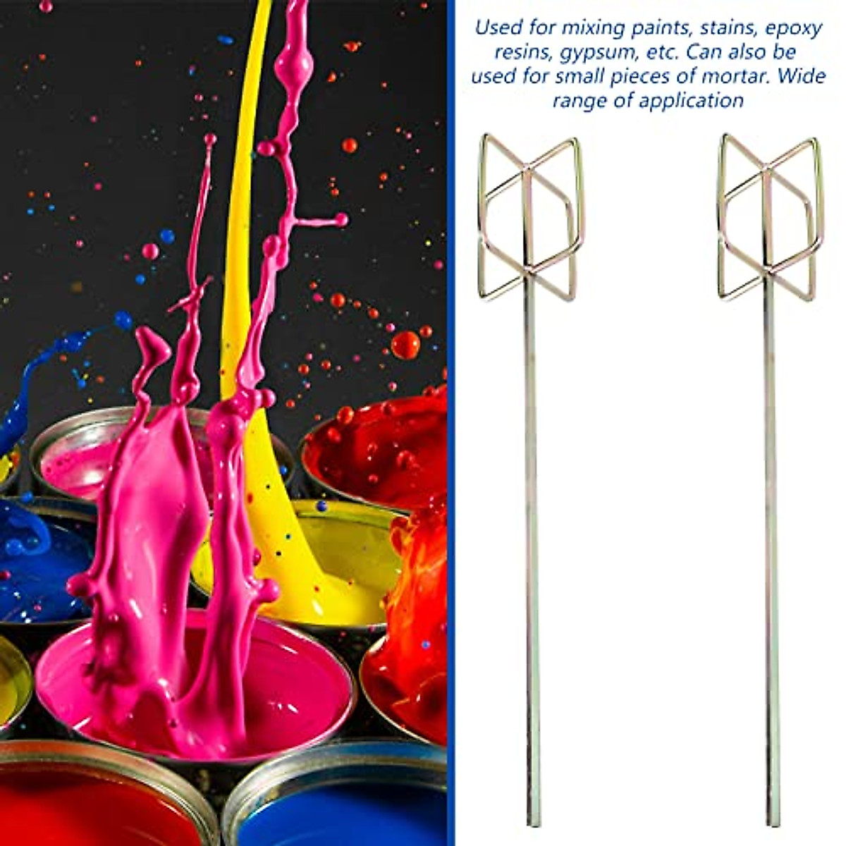 DOITOOL 2Pcs Paint and Mortar Mixer, Power Drill Mixer Attachment, Metal Paint Mud Mixer Heavy Duty Cement Mixer Concrete Drill Mixing Rods Professional Paint Cement Grout Bucket Mixer