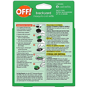 OFF! Backyard Mosquito Repellent Coil Refills, Perfect for Outdoor Patios Country Fresh Scent, 6 Count