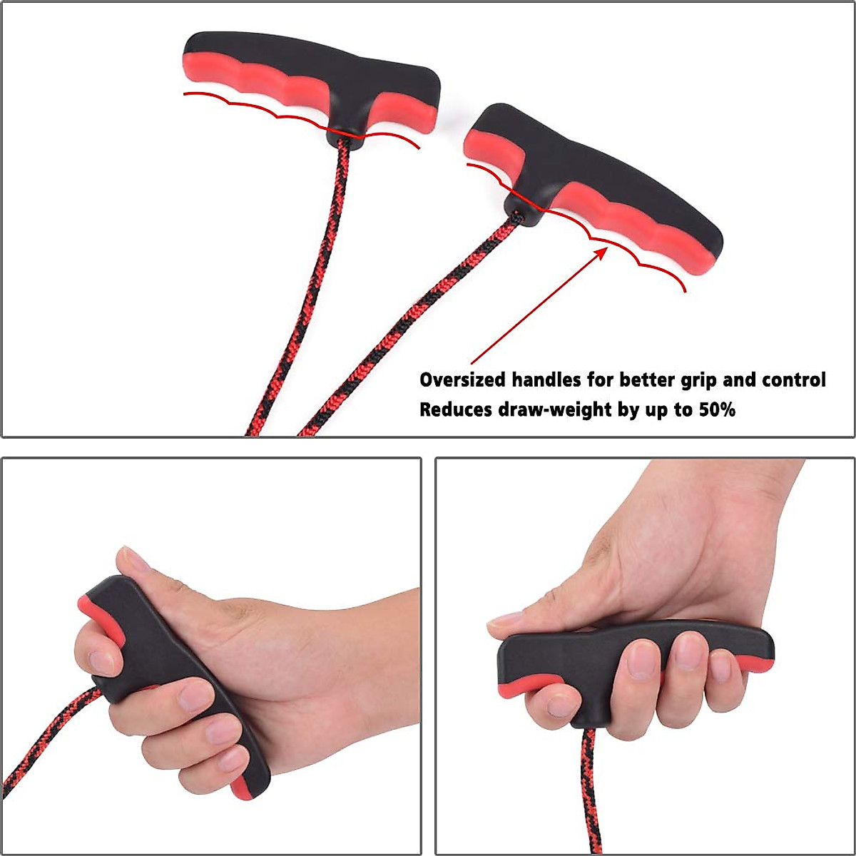 Crossbow Rope String Cocking Device Double Handle for Archery Bow Hunting Tool Accessories Red (Pack of 1)