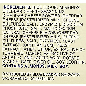 Blue Diamond Almonds Nut-Thins Gluten Free Cracker Crisps, Cheddar Cheese, Family Size, 7.7 oz