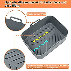 BYKITCHEN Air Fryer Silicone Liners for Ninja Dual Air Fryer 10 QT, Set of 2, Rectangular Silicone Air Fryer Liners Compatible with Ninja DZ401/DZ550, Double Air Fryer Accessories