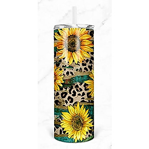 Sunflower Rustic Wood Tumbler Sublimation Transfer, Ready to Press, 20 oz Straight Tumbler, Sunflowers Transfer for Tumbler, Rustic Transfer (Straight)